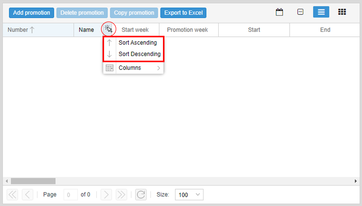 How to use List View columns in Promotion Scheduler